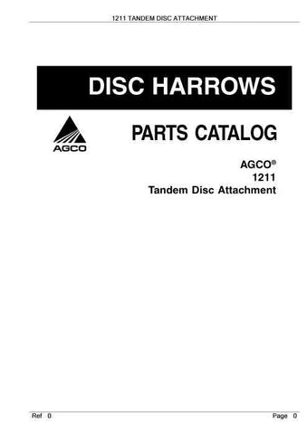 AGCO 1211 Tandem Disc Attachment Parts Manual - Reliable-Store